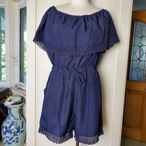 Style House | Pants & Jumpsuits | Style House Navy Blue Lace Trim ...